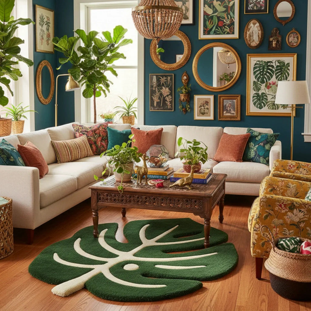Leaf Shaped Hand Tufted Rugs | Nature Inspired Rugs - Mannat Rugs